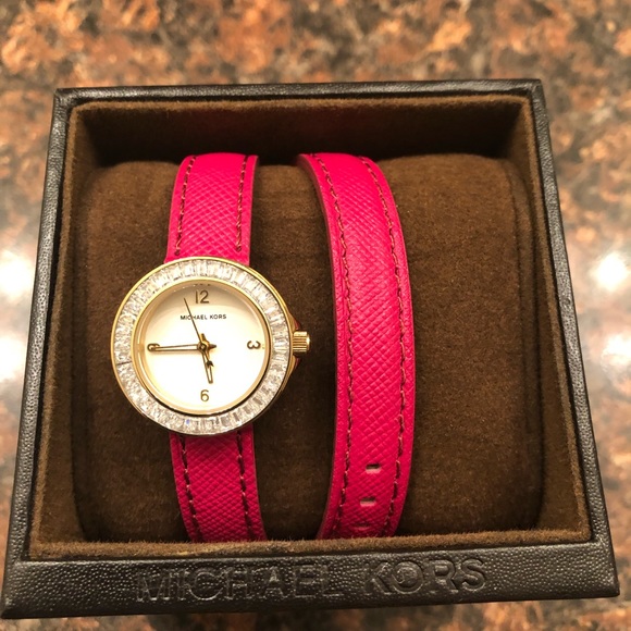 Michael Kors | Jewelry | Michael Kors Pink Wraparound Watch | Poshmark